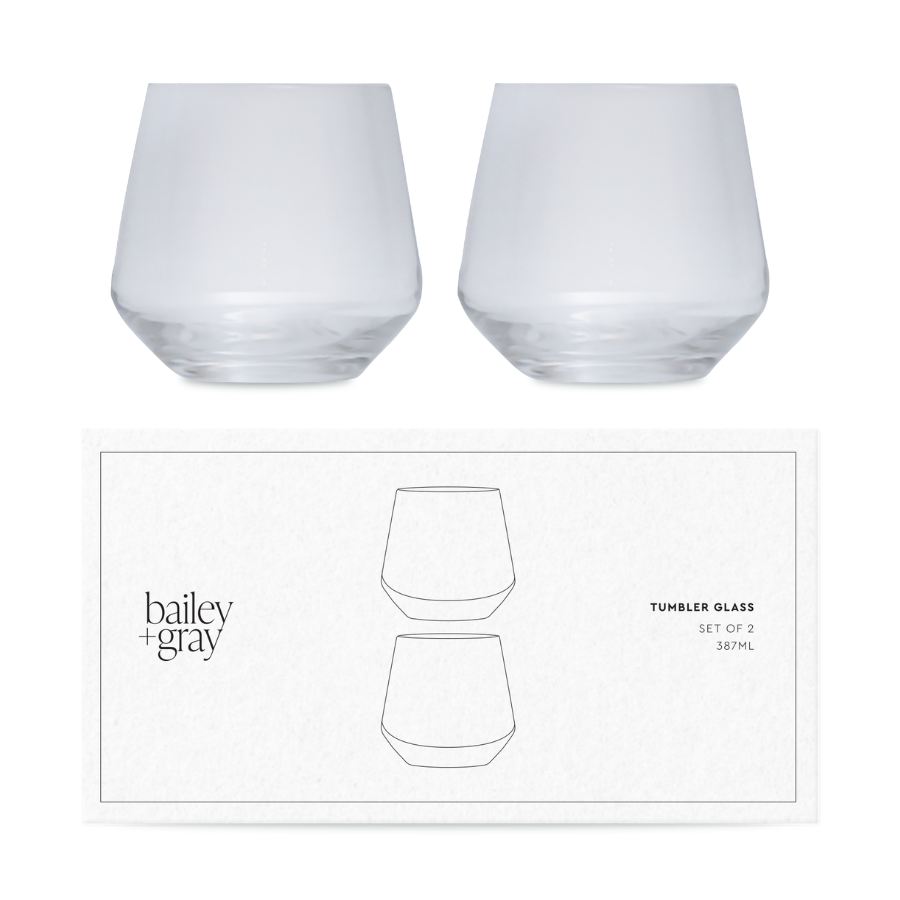 Bailey + Gray Tumbler Glass 387ml (Set of 2) – Giftbox Boutique