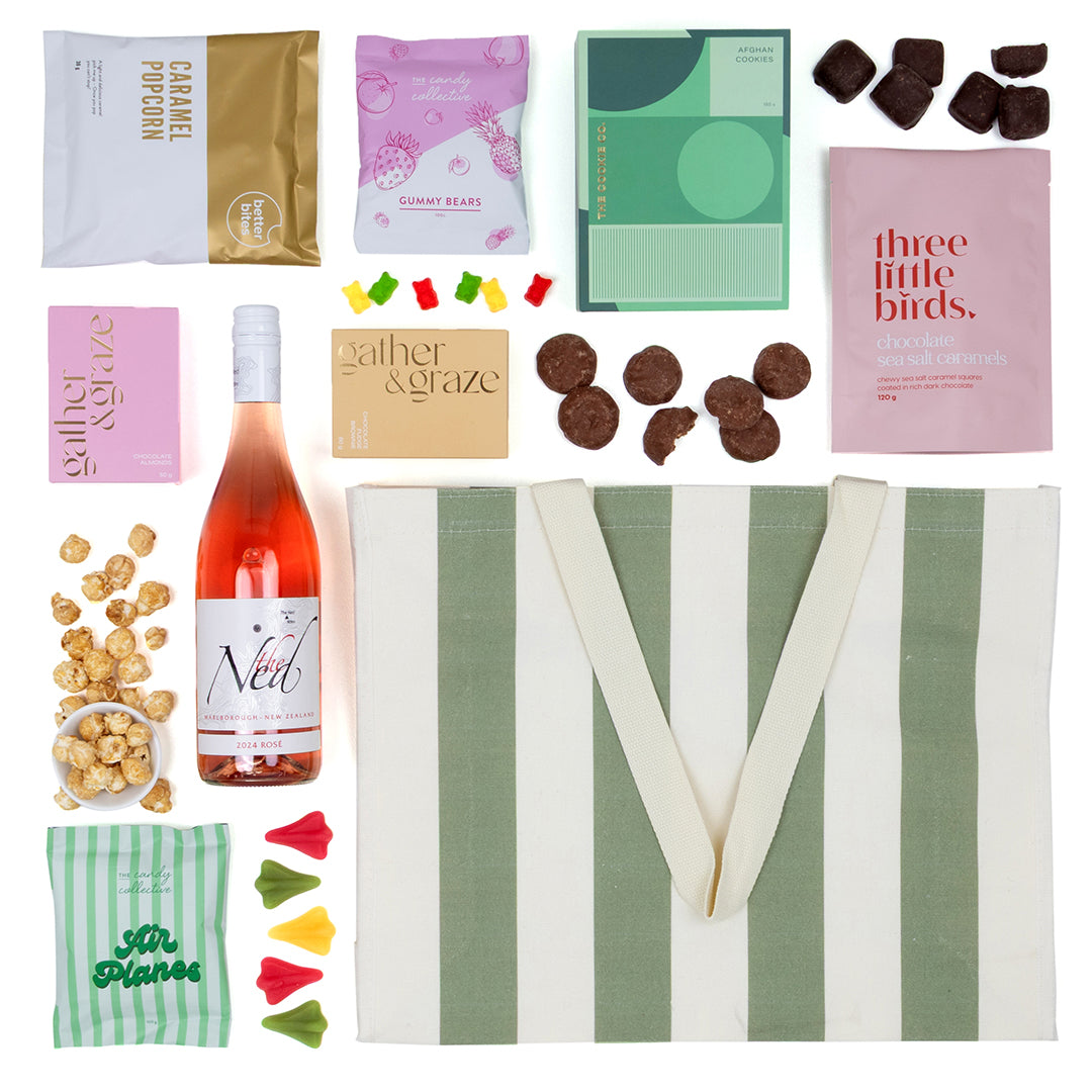 The Summer Tote Gift Box – Rosé & Sweet Treats Hamper NZ – Giftbox Boutique